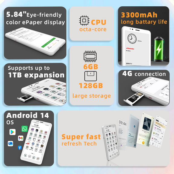 Bigme 4G color ePaper smartphone Hibreak S with Android 14 OS – Bigme ...